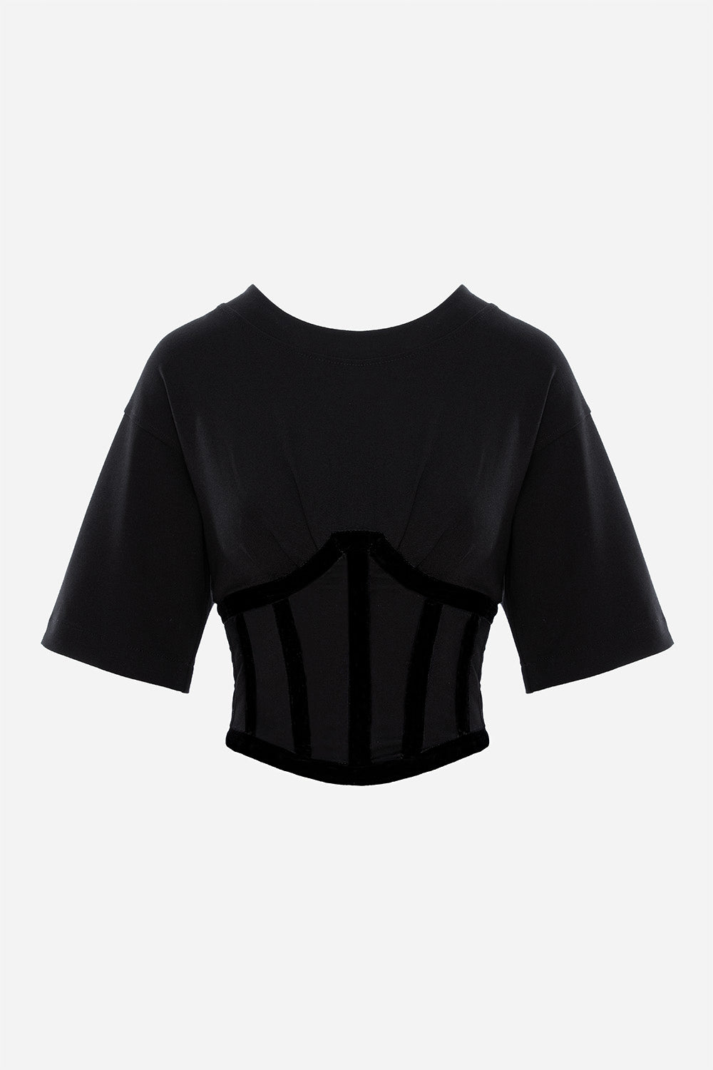 Marsilia Black Corset Velvet Top - Hamza